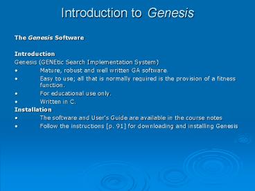 Introduction to Genesis presentation | free to view