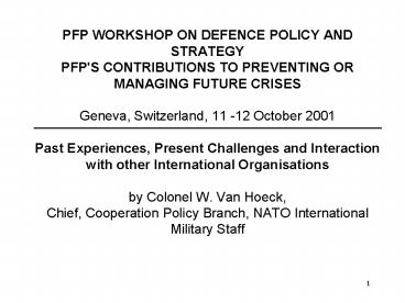 PPT – PFP WORKSHOP ON DEFENCE POLICY AND STRATEGY PFP'S CONTRIBUTIONS ...