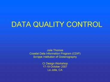 PPT – DATA QUALITY CONTROL PowerPoint presentation | free to download ...