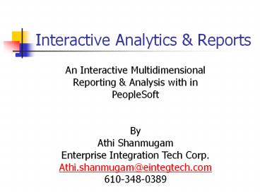 Interactive Analytics presentation | free to download