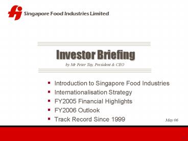 Investor Briefing presentation | free to view