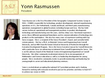 Yonn Rasmussen President presentation | free to download