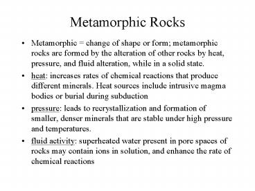 Metamorphic Rocks presentation | free to view
