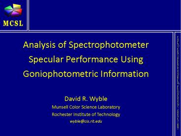 Analysis of Spectrophotometer presentation | free to download
