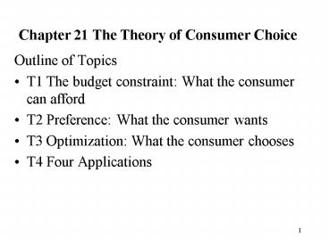 Chapter 21 The Theory of Consumer Choice presentation | free to view