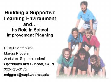 Building a Supportive Learning Environment and Its Role in School Improvement Planning ...