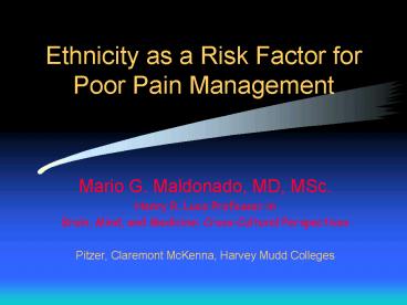 PPT – Ethnicity as a Risk Factor for Poor Pain Management PowerPoint ...