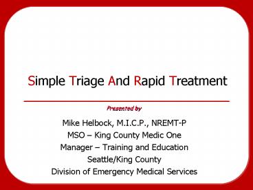 PPT – Simple Triage And Rapid Treatment PowerPoint presentation | free ...