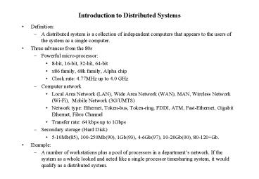 PPT – Introduction to Distributed Systems PowerPoint presentation ...