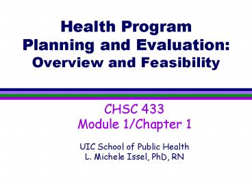 Health Program Planning and Evaluation: Overview and Feasibility ...