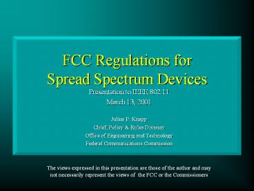 PPT – FCC Regulations for Spread Spectrum Devices PowerPoint ...