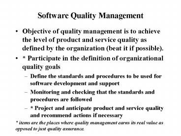 PPT – Software Quality Management PowerPoint presentation | free to ...