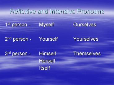 Reflexive and Intensive Pronouns presentation | free to view