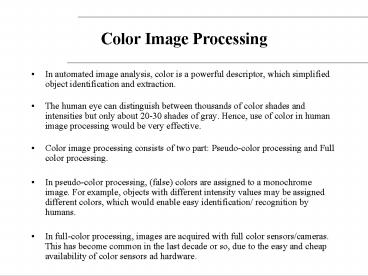 Color Image Processing presentation | free to view
