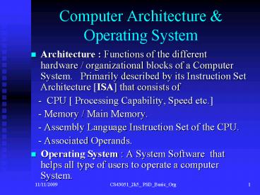 PPT – Computer Architecture PowerPoint presentation | free to view - id ...