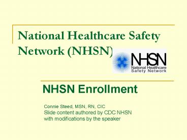 PPT – National Healthcare Safety Network NHSN PowerPoint presentation ...