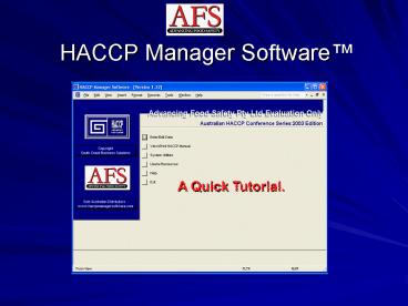 HACCP Manager Software presentation | free to view