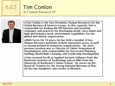 PPT – Tim Conlon ACT Human Resources VP PowerPoint presentation | free ...