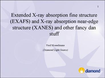 Extended Xray absorption fine structure EXAFS and Xray absorption ...