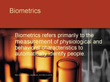 PPT – Biometrics PowerPoint presentation | free to download - id: bc138 ...