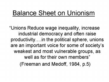 PPT – Balance Sheet on Unionism PowerPoint presentation | free to view ...