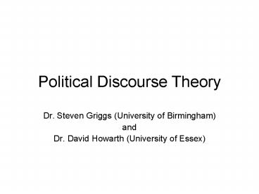 PPT – Political Discourse Theory PowerPoint presentation | free to view ...