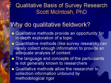 Why do qualitative fieldwork presentation | free to view