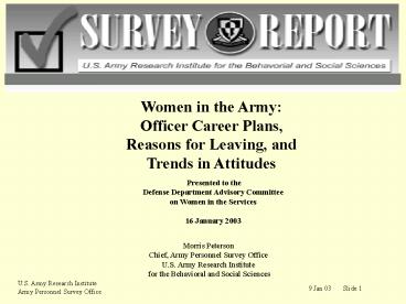 Women in the Army: presentation | free to view