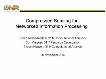 PPT – Compressed Sensing for Networked Information Processing ...