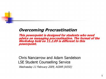 Overcoming Procrastination presentation | free to view