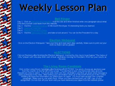 PPT – Weekly Lesson Plan PowerPoint presentation | free to view - id ...