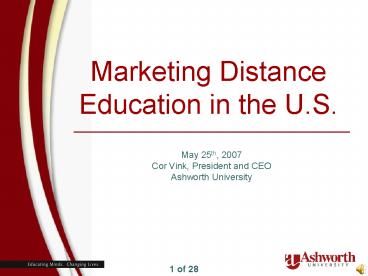PPT – Marketing Distance Education in the U'S' PowerPoint presentation ...
