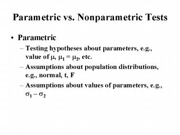 Parametric vs' Nonparametric Tests presentation | free to view