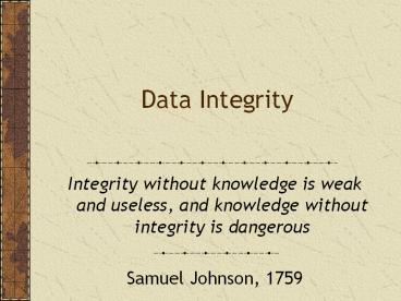 Data Integrity presentation | free to download
