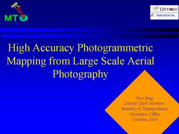 High Accuracy Photogrammetric Mapping from Large Scale Aerial ...
