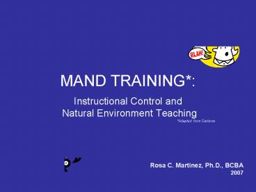 MAND TRAINING: presentation | free to view