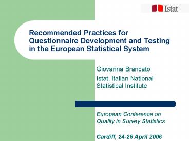 Recommended Practices for Questionnaire Development and Testing in the ...