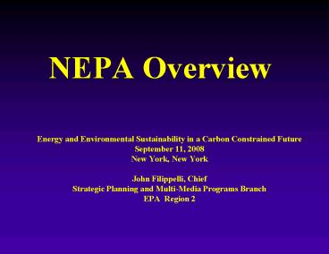 NEPA Overview presentation | free to view