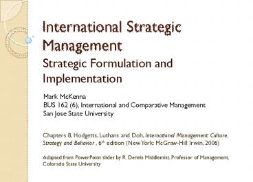 PPT – International Strategic Management PowerPoint presentation | free ...