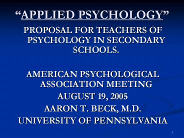 APPLIED PSYCHOLOGY presentation | free to view