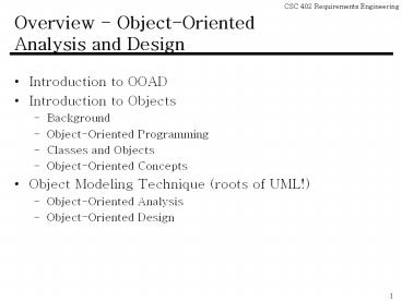 PPT – Overview ObjectOriented Analysis and Design PowerPoint presentation | free to download ...