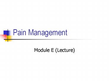 Pain Management presentation | free to view