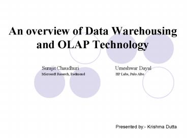 An overview of Data Warehousing and OLAP Technology presentation | free ...
