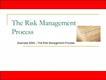 The Risk Management Process presentation | free to view