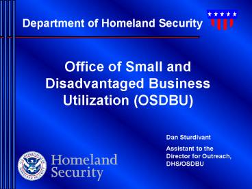 Office of Small and Disadvantaged Business Utilization OSDBU presentation | free to view
