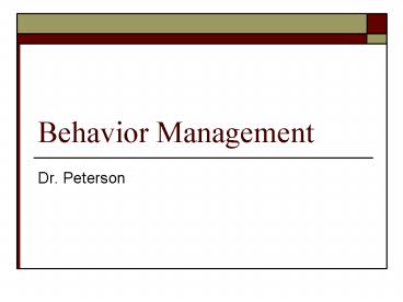 Behavior Management presentation | free to view