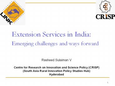 Extension Services in India: Emerging challenges and ways forward ...