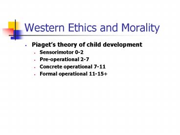 Western Ethics and Morality presentation | free to view
