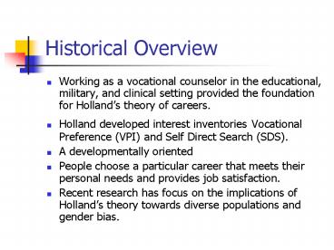 Historical Overview presentation | free to view