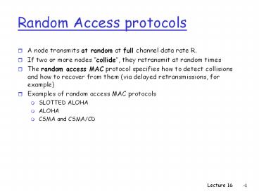 Random Access protocols presentation | free to download